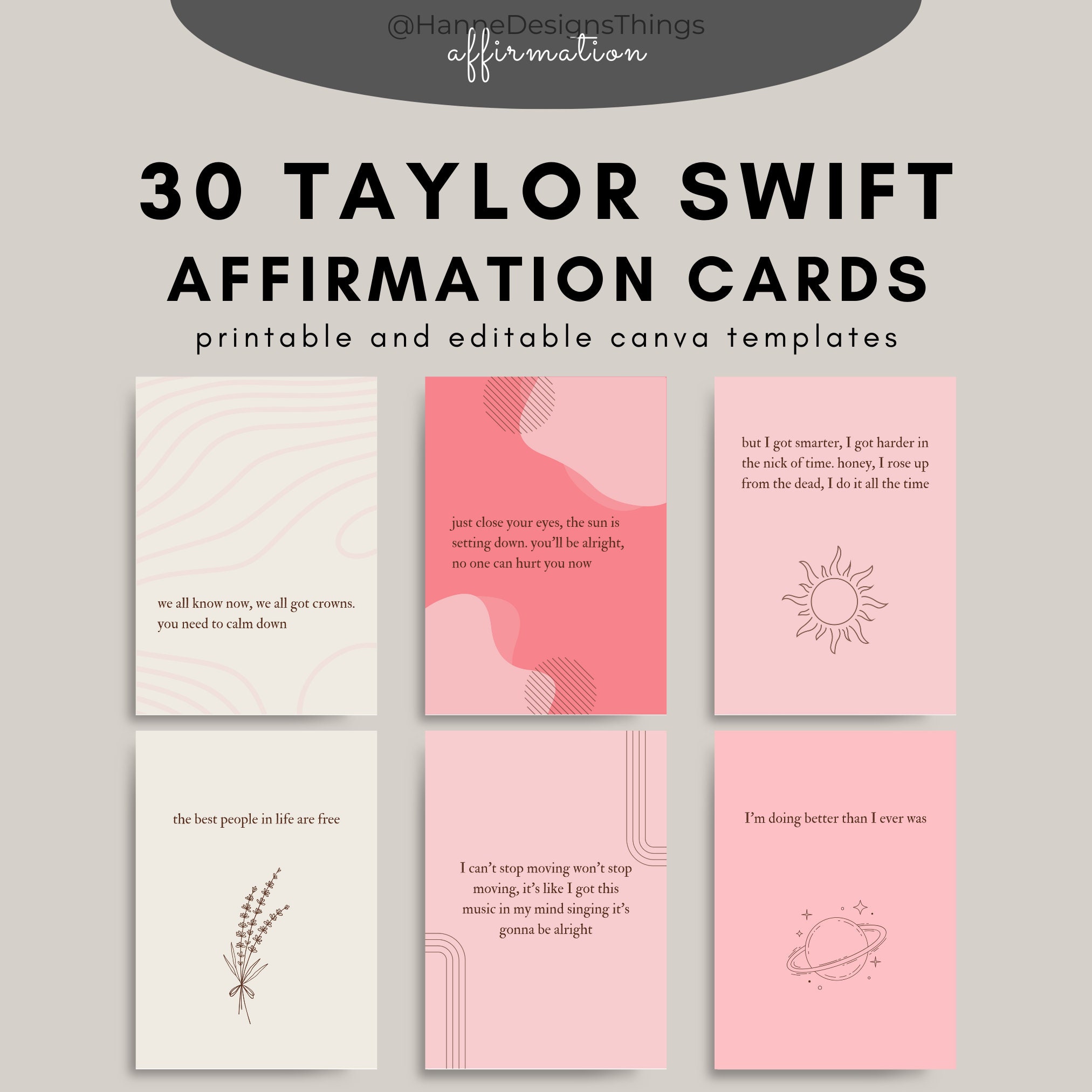Taylor Swift Affirmations Cards - Etsy