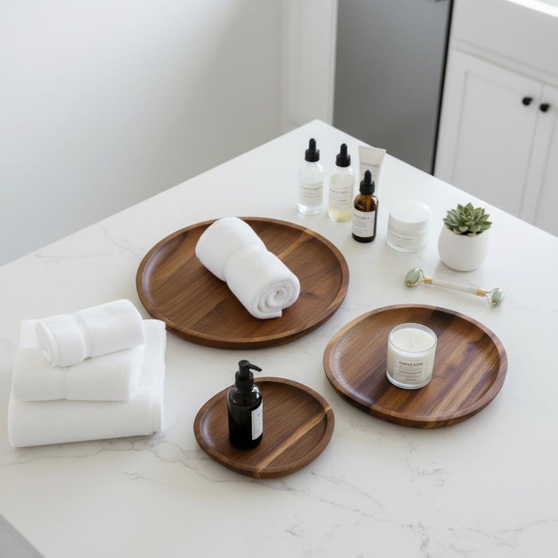 Organic Shape Acacia Wood Tray Set - Set of 3 Different Sizes - Etsy