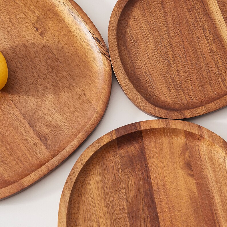 Organic Shape Acacia Wood Tray Set - Set of 3 Different Sizes - Etsy