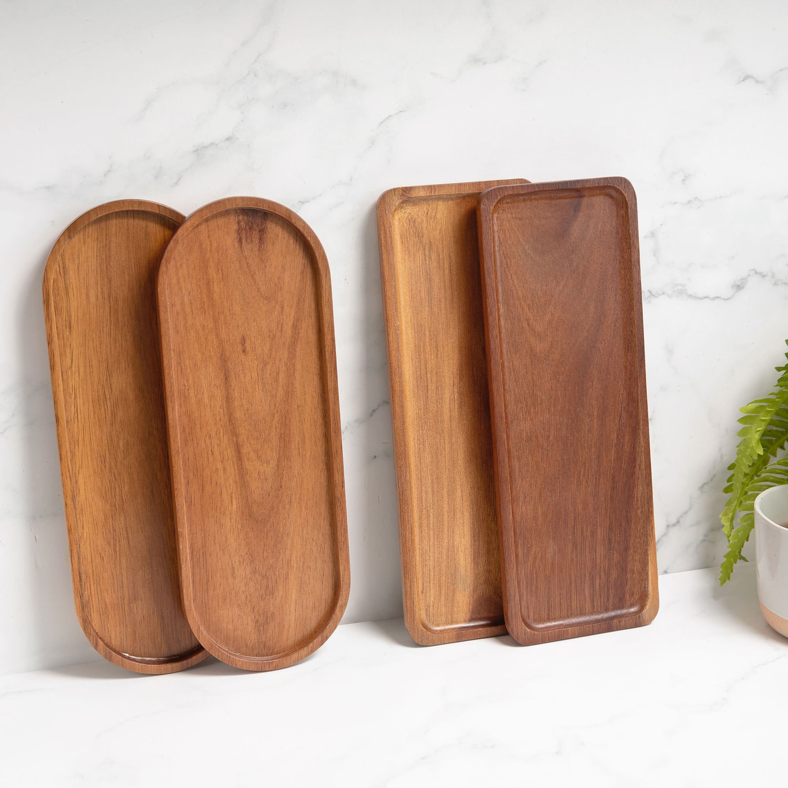 Pill Shape Stadium Oakwood Serving Tray Set of 2 - Etsy