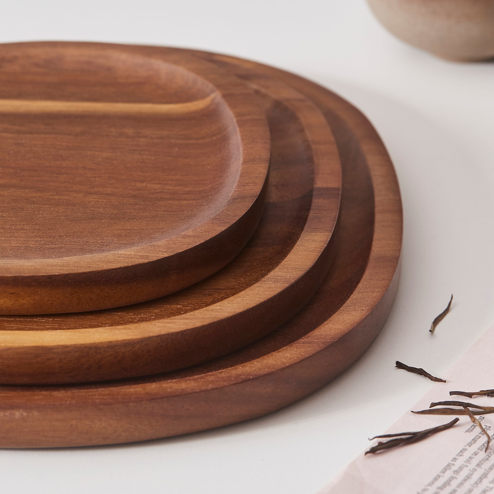 Organic Shape Acacia Wood Tray Set - Set of 3 Different Sizes - Etsy