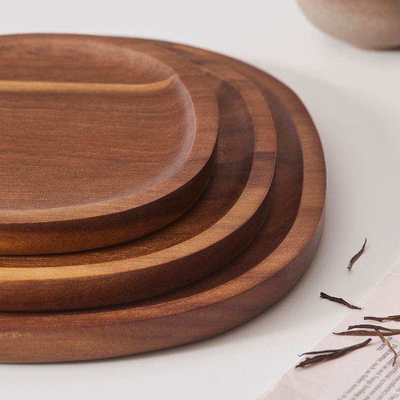 Organic Shape Acacia Wood Tray Set - Set of 3 Different Sizes - Etsy
