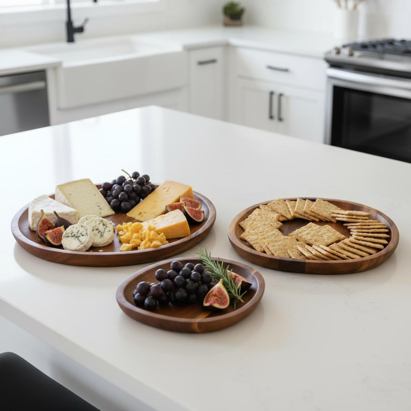 Organic Shape Acacia Wood Tray Set - Set of 3 Different Sizes - Etsy