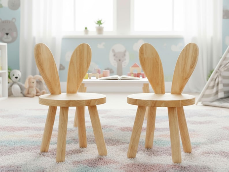 Bunny Ear Kids Wood Stool - Etsy
