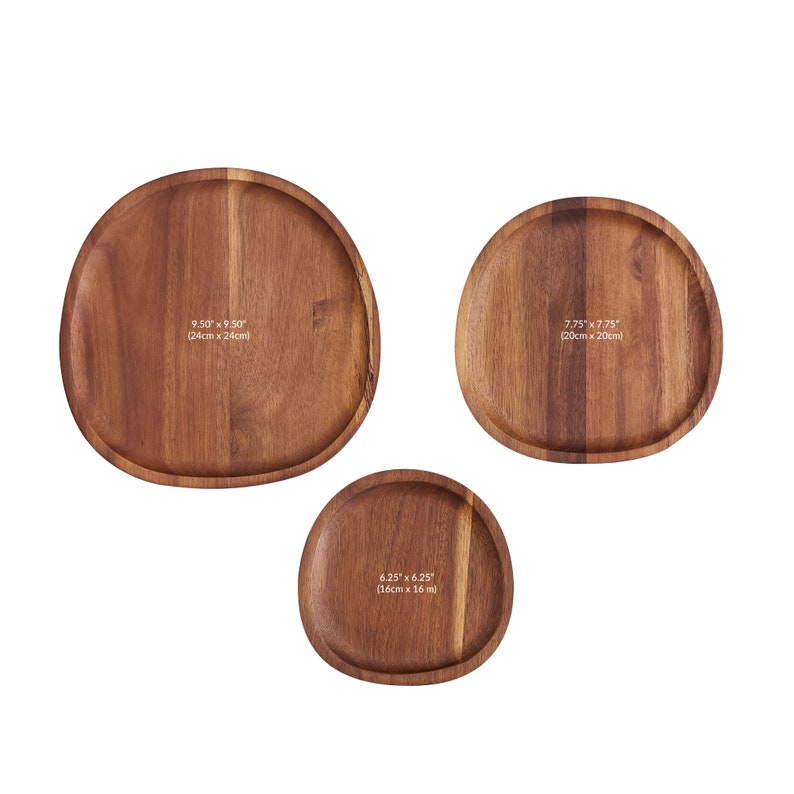 Organic Shape Acacia Wood Tray Set - Set of 3 Different Sizes - Etsy