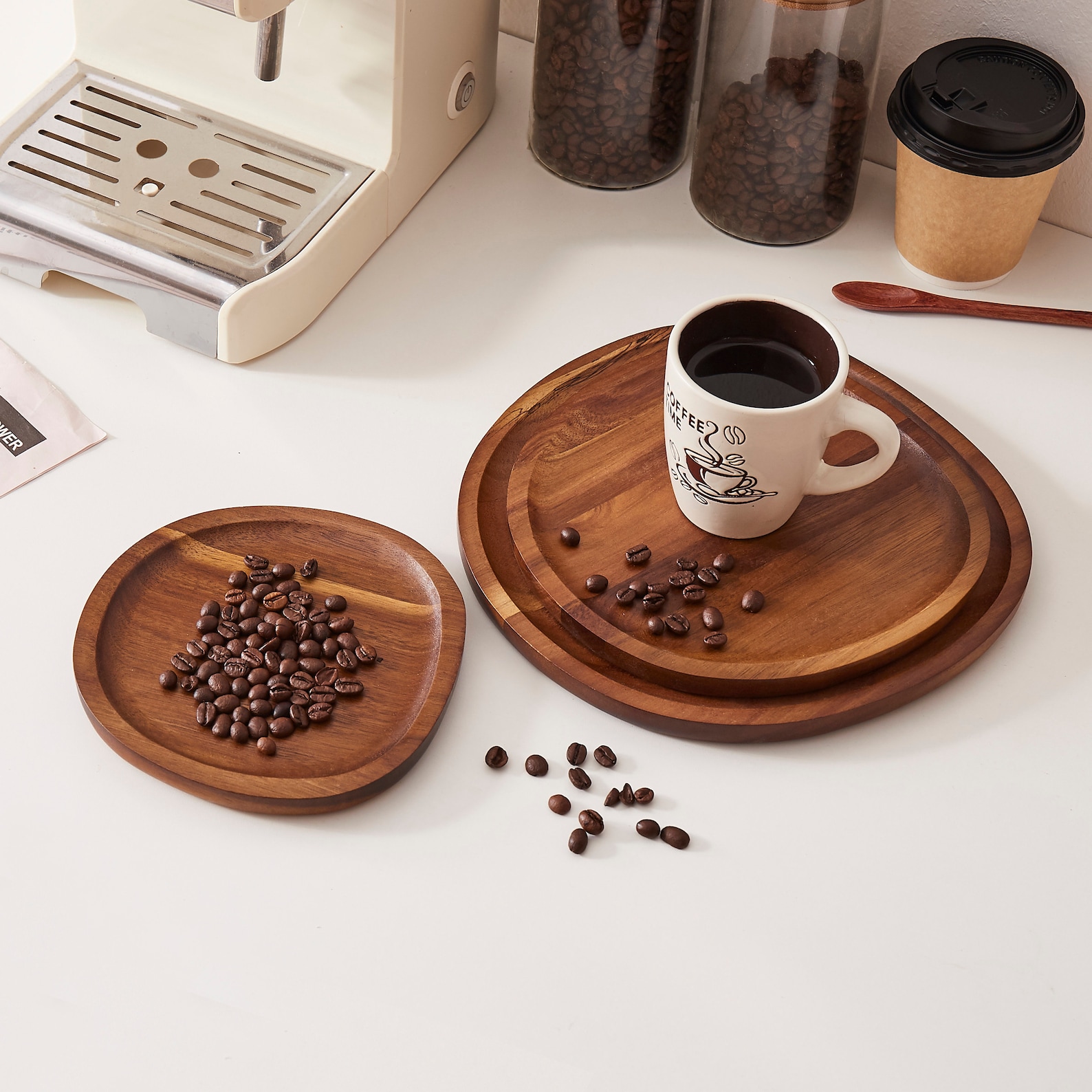 Organic Shape Acacia Wood Tray Set - Set of 3 Different Sizes - Etsy