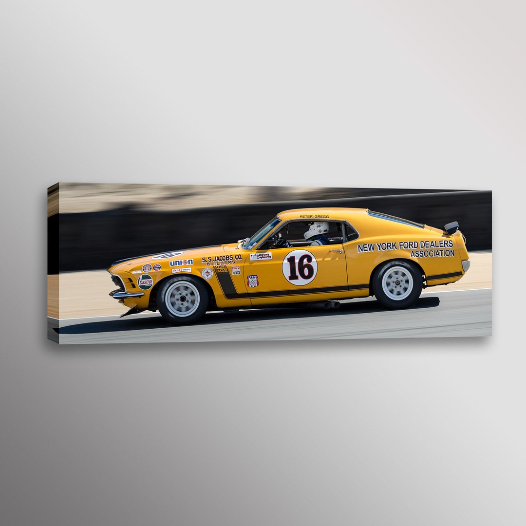 1970 Ford Mustang Boss #16 Trans-am Racecar Original Panoramic Wall Art ...