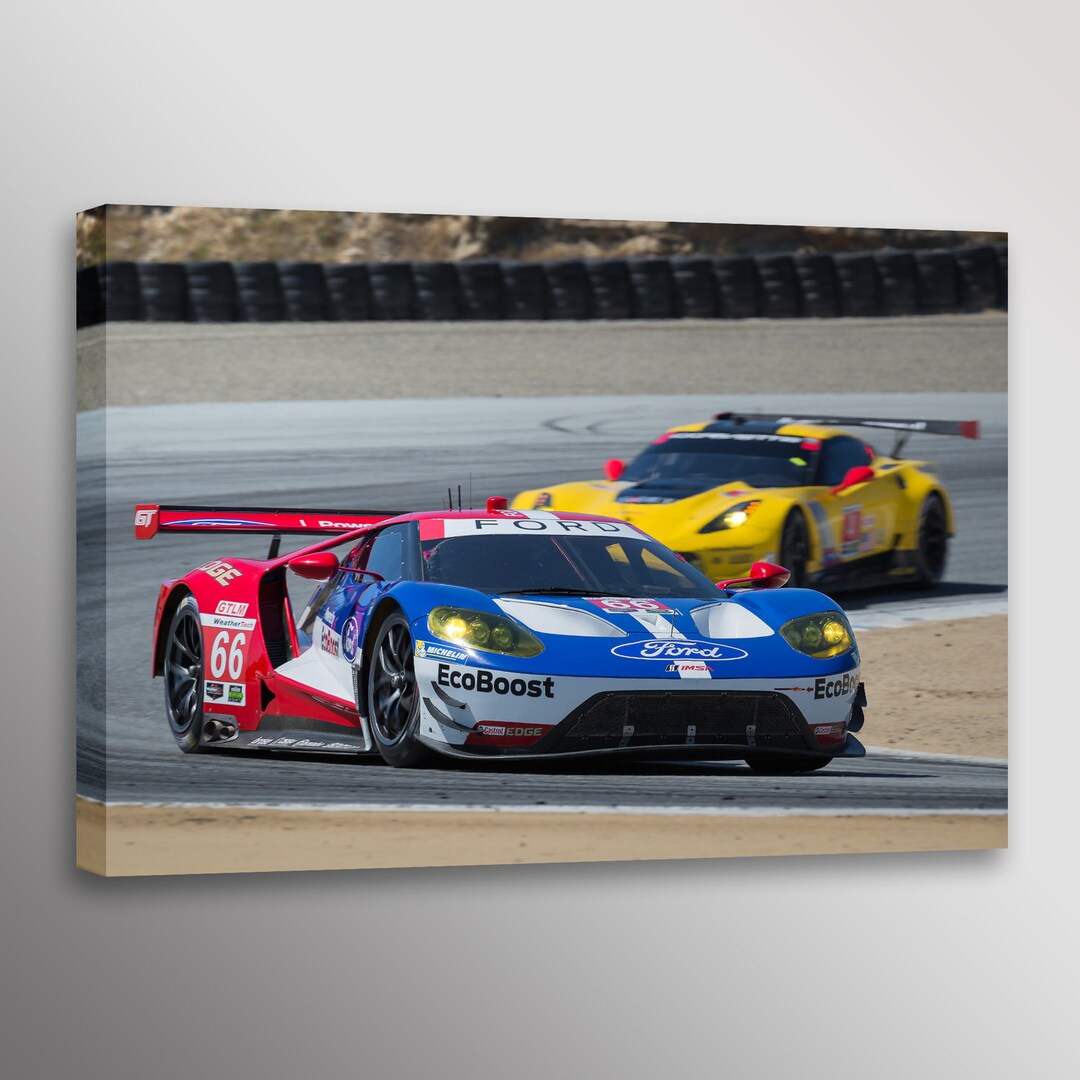Ford GT Leading the Corvette C7R IMSA Racecar Original Wall Art ...