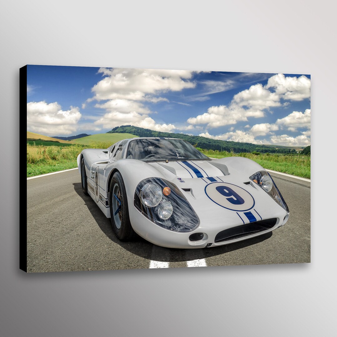 Ford GT40 Mk4 #9 White Racecar Original Wall Art Automotive Canvas ...