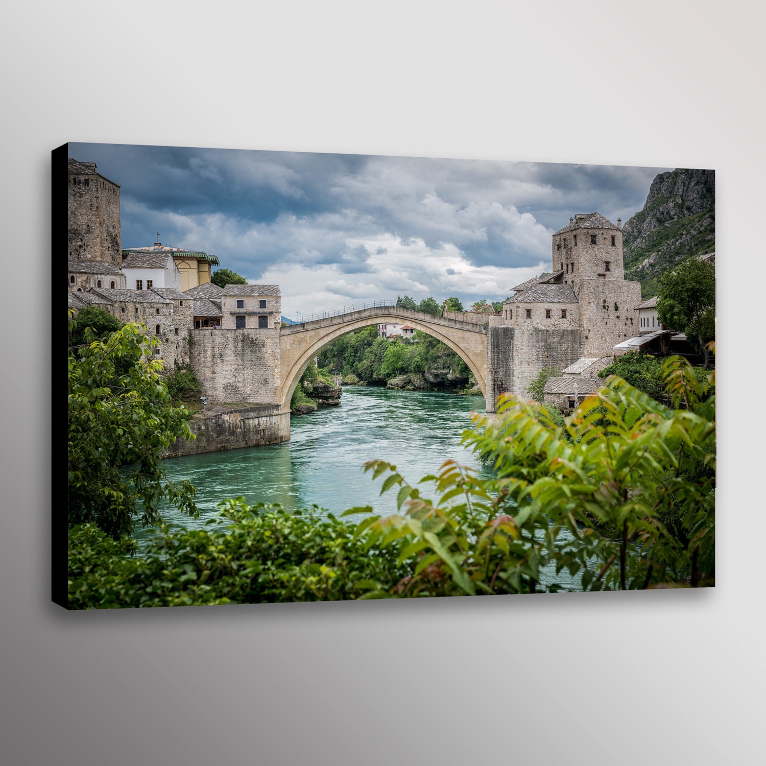 Old Stari Most Stone Bridge Mostar Bosnia Original Wall Art Canvas ...