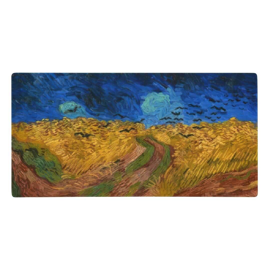 Van Gogh Wheatfield With Crows Desk Mat, Non-skid Keyboard & Mouse Pad ...