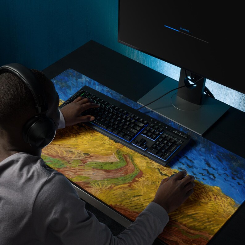 Van Gogh Wheatfield With Crows Desk Mat, Non-skid Keyboard & Mouse Pad ...