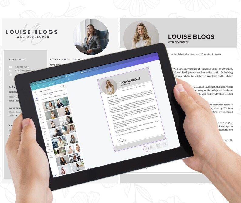 Resume/cv Template With Photo, Professional Template for Canva, Clean ...