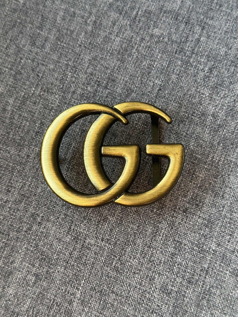 Vintage Gucci GG Gold Bronze Belt Buckle 4cm 1.5 Reversible Leather ...