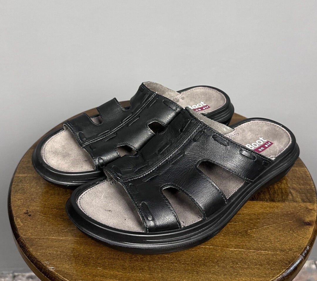 Kybun/kyboot Dongnae W Black Comfort Leather Slippers Sandals Sz 40 1/3 ...