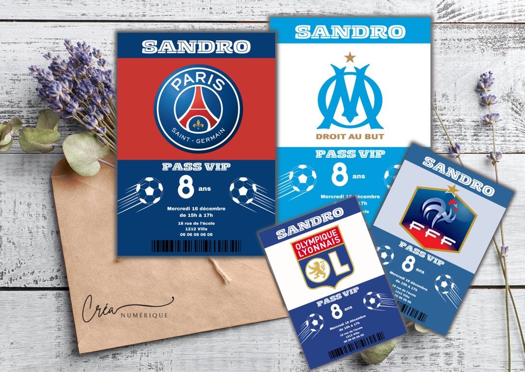 Football Team Birthday Invitation Card OM PSG OL France - Etsy