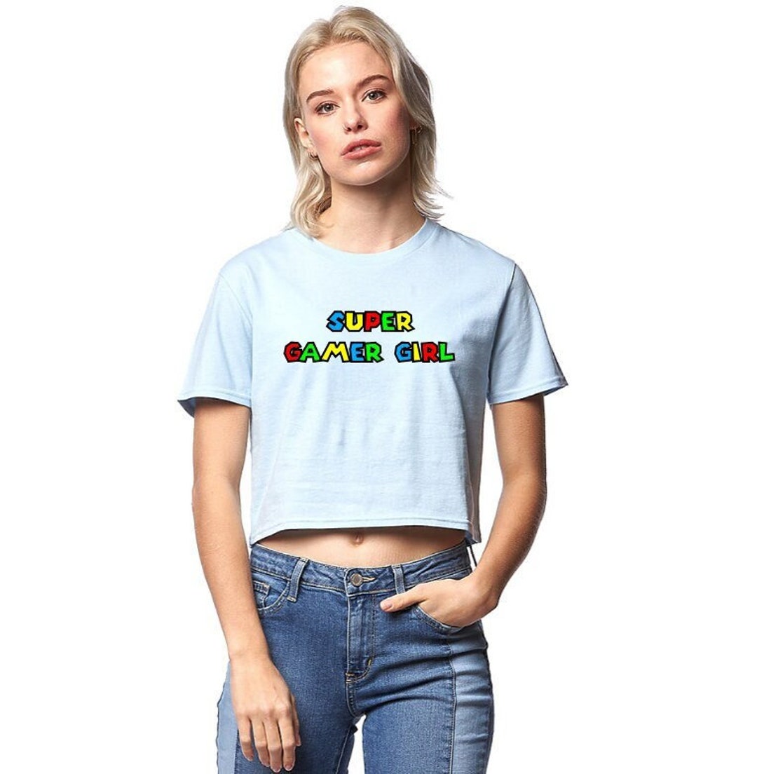 Super Gamer Girl Crop Top Shirt, Gamer Tee Shirt, Women's Half Shirt ...