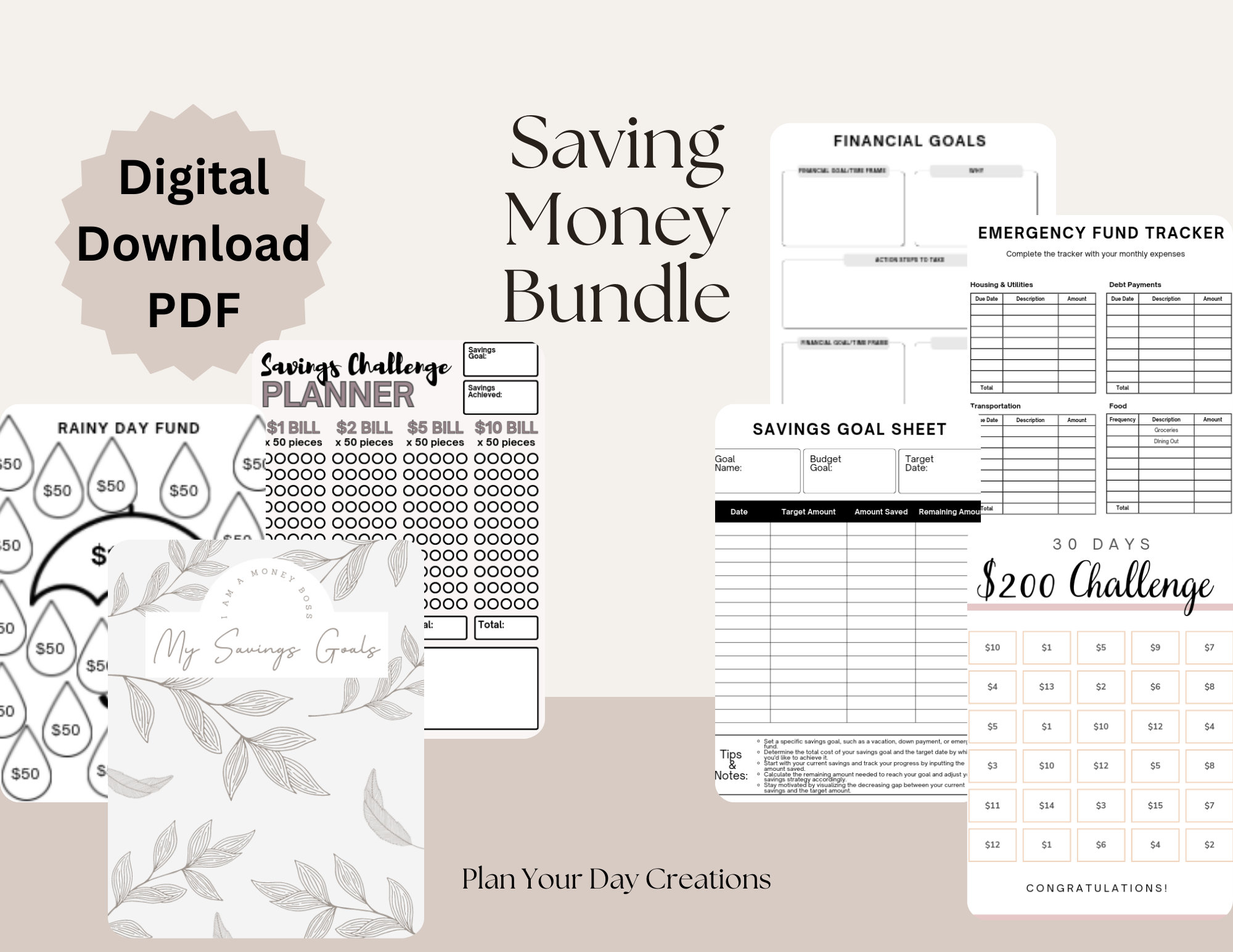 Budget Money Challenge Printable Personal Finance Tracker Printable 30 ...