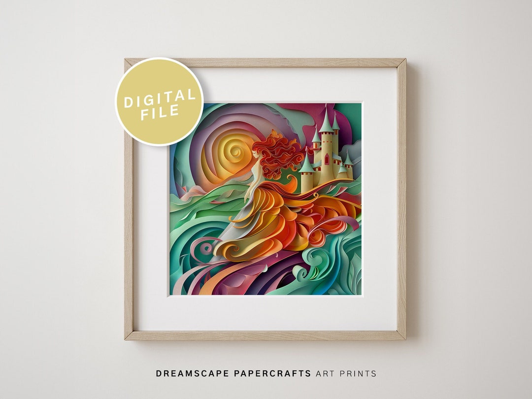 Colorful Princess Digital Art Print Vibrant Castle Wall Art for Nursery ...