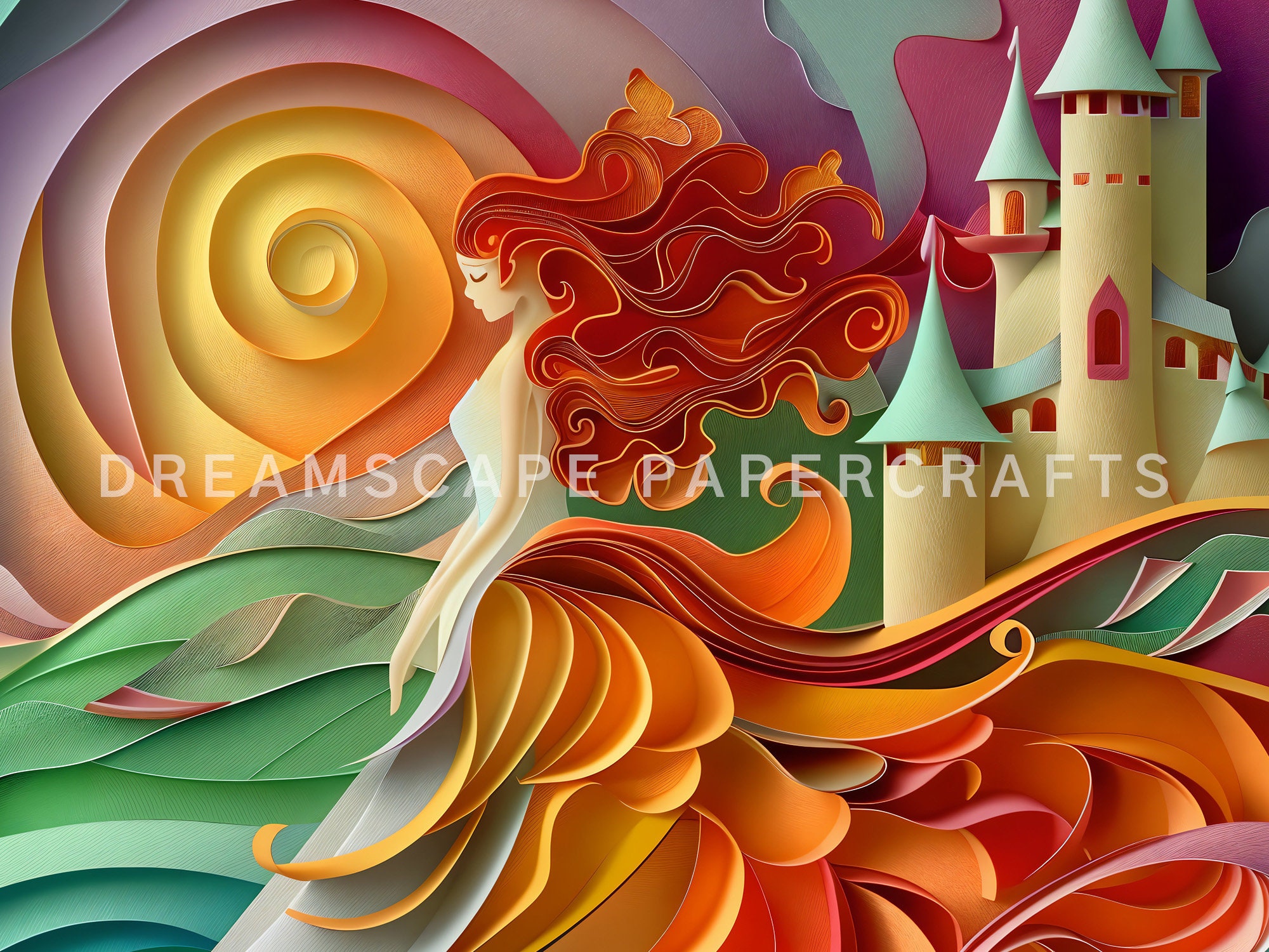 Colorful Princess Digital Art Print Vibrant Castle Wall Art for Nursery ...