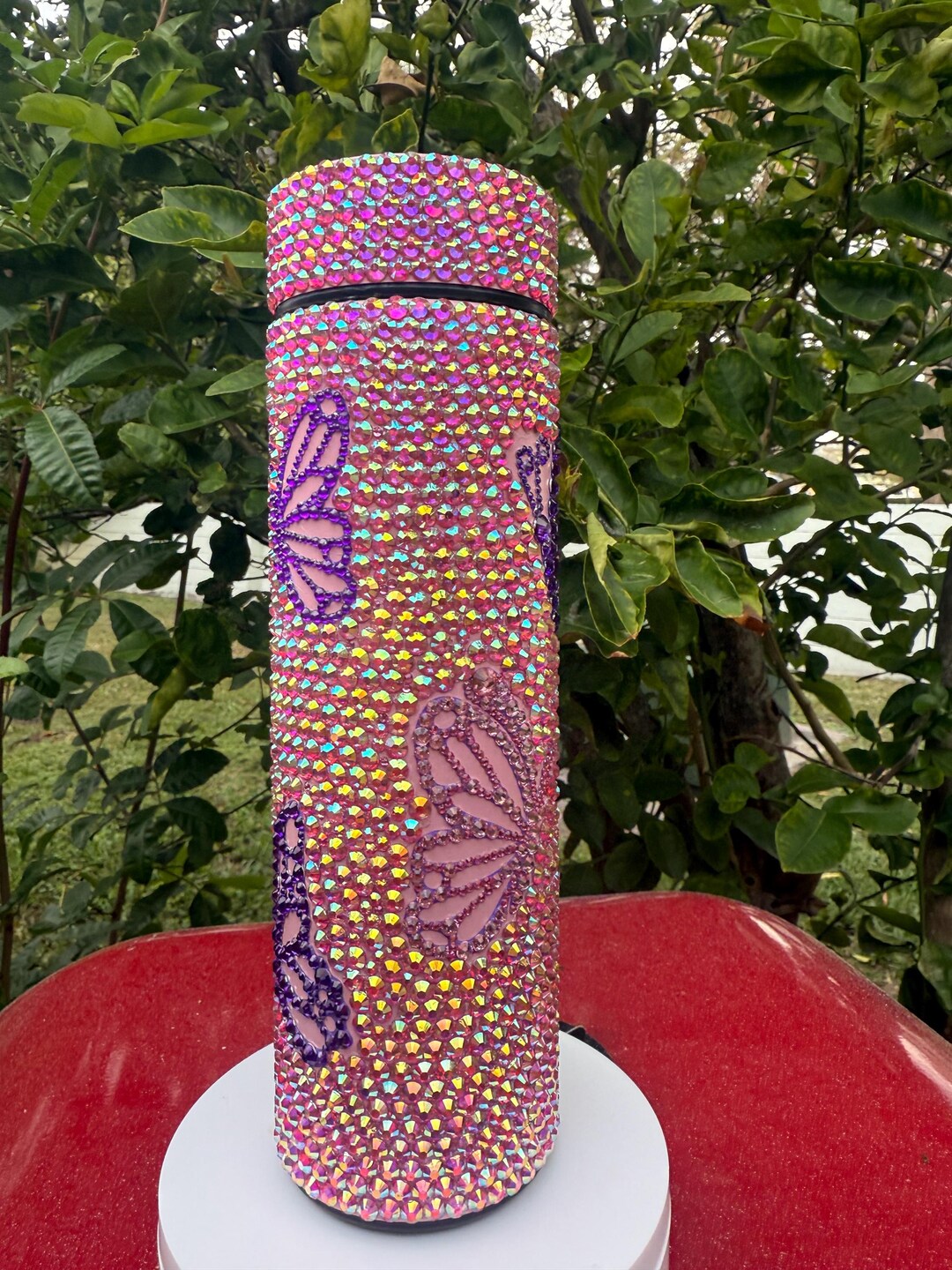 Beautiful Thermos With Handmade Stone Decoration and Butterfly Designs ...