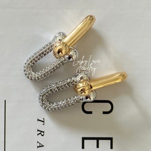 18K Gold Chunky U Shaped Chain, Brass Charm Necklace, Stainless Steel ...