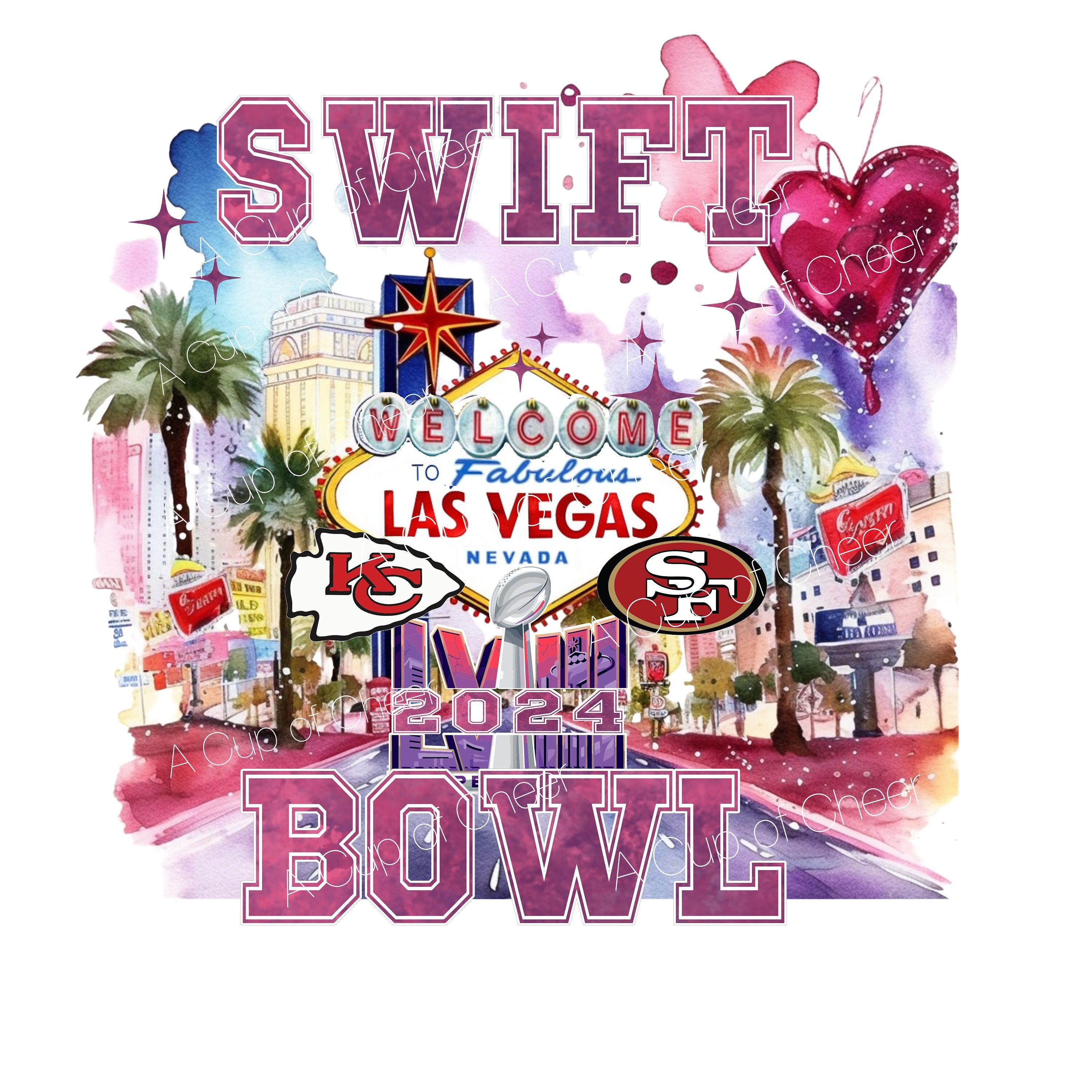 2024 Super Bowl Swift Bowl, Chiefs, 49er, Watercolor Taylor Bowl, PNG ...