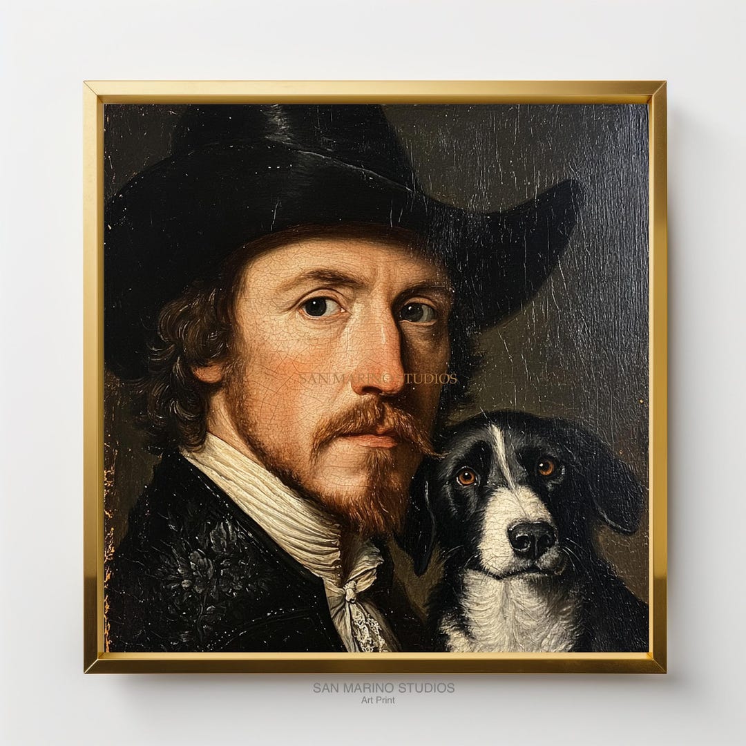 Distinguished Man and Loyal Dog | Painting |printable | Digital | Art ...