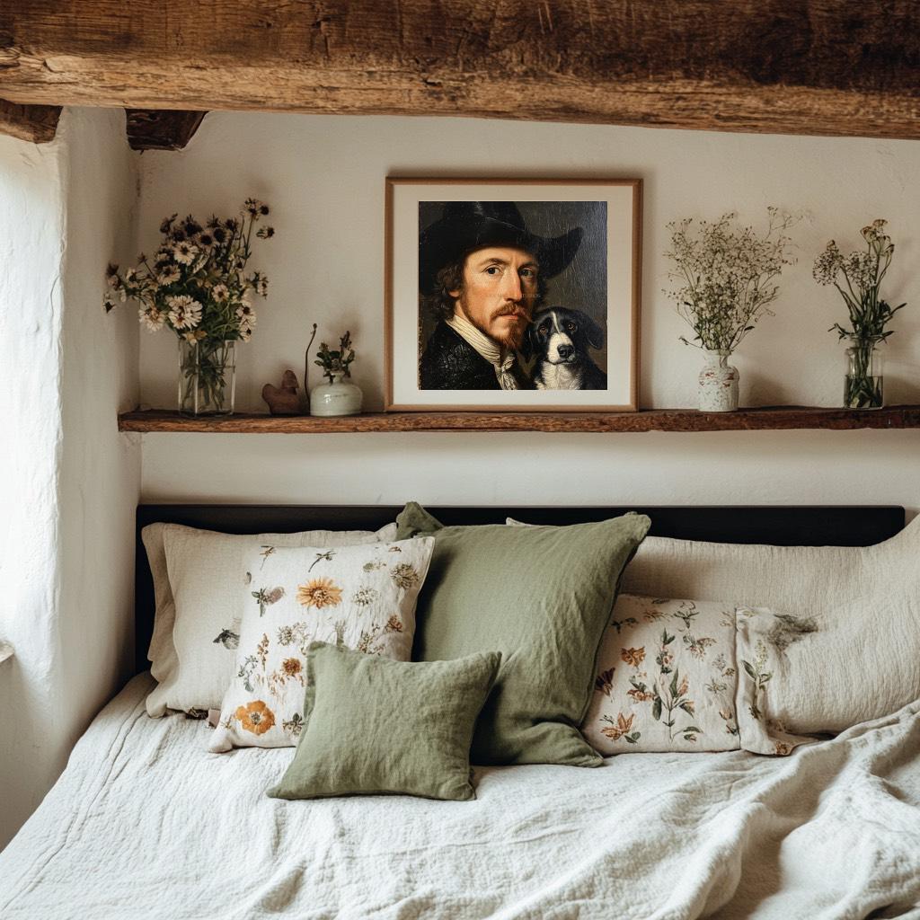 Distinguished Man and Loyal Dog | Painting |printable | Digital | Art ...