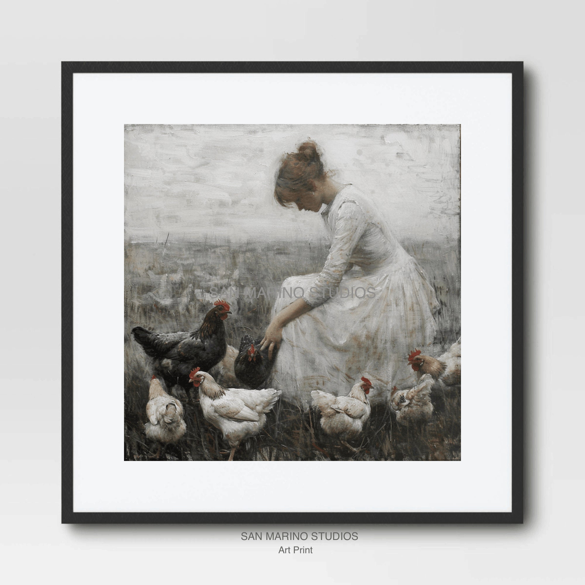 Country Chickens | Printable | Painting | Digital Art | - Etsy