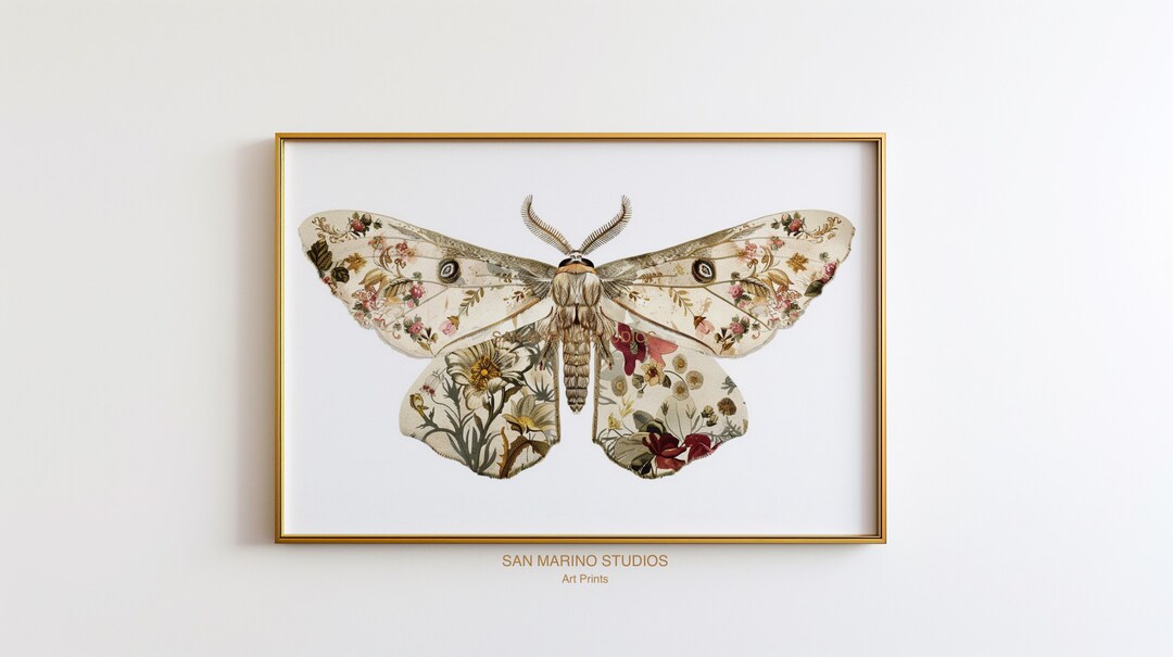 Victorian | Floral | Neutral Moth | Printable | Art Print - Etsy