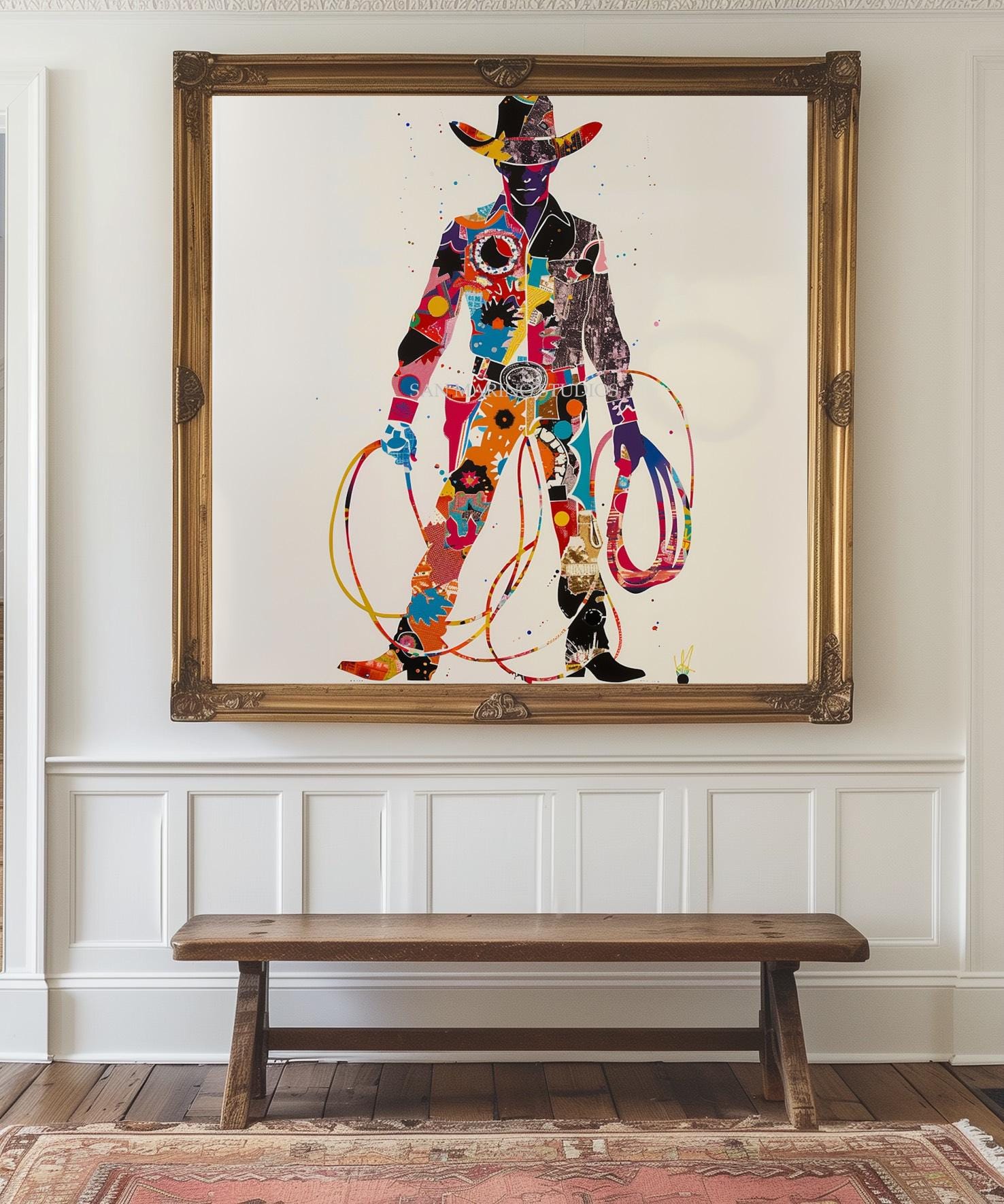 Lasso Cowboy | Portrait | Painting | Printable | Digital | Art | Print ...