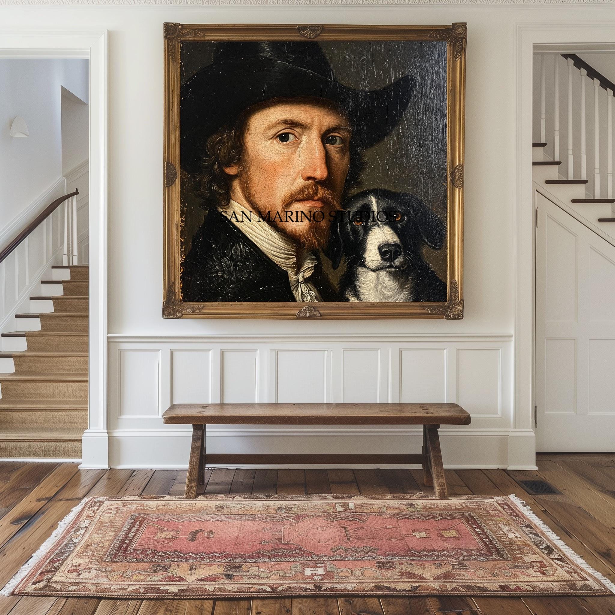Distinguished Man and Loyal Dog | Painting |printable | Digital | Art ...
