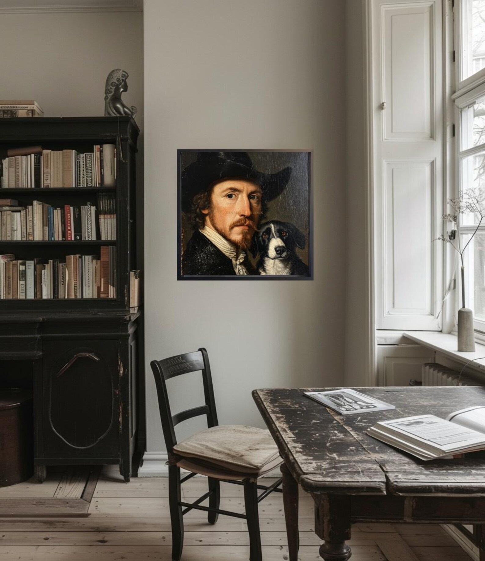 Distinguished Man and Loyal Dog | Painting |printable | Digital | Art ...