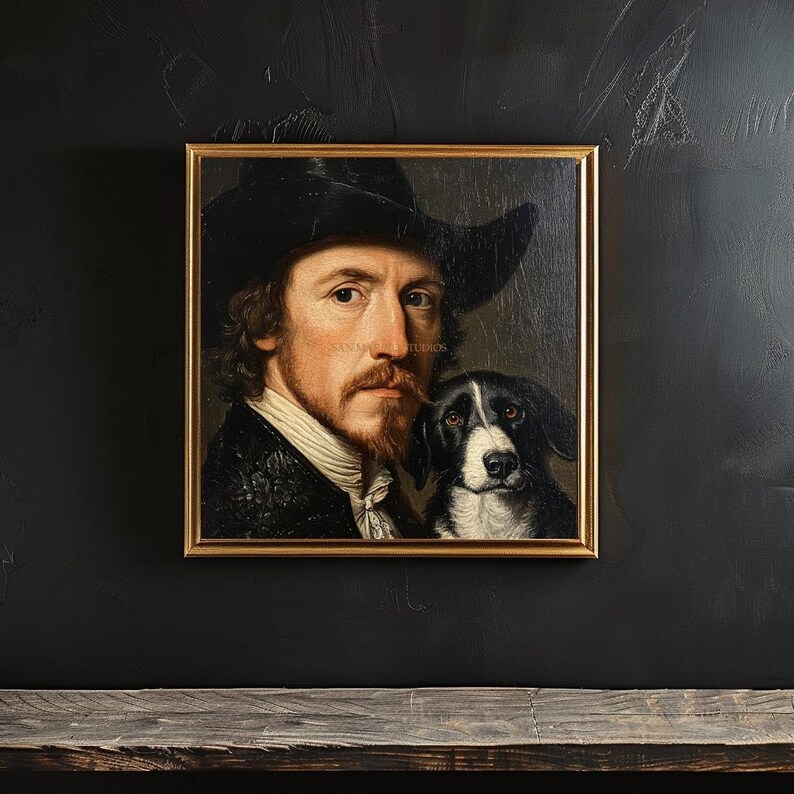 Distinguished Man and Loyal Dog | Painting |printable | Digital | Art ...