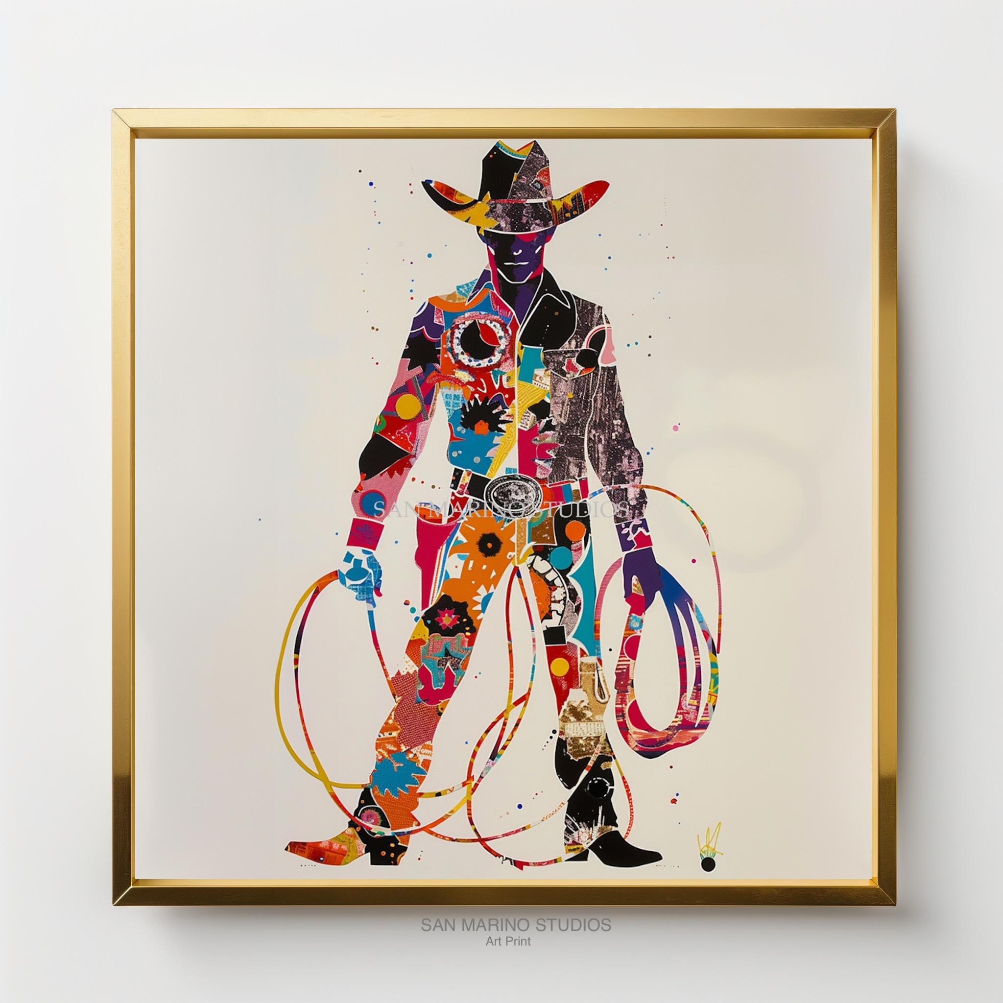 Lasso Cowboy | Portrait | Painting | Printable | Digital | Art | Print ...