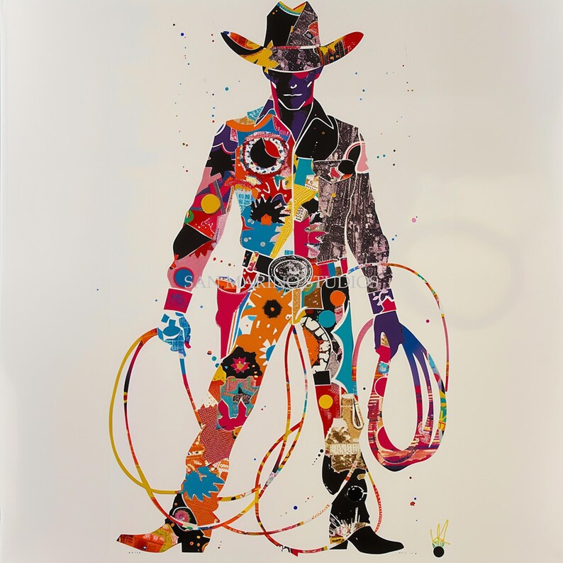 Lasso Cowboy | Portrait | Painting | Printable | Digital | Art | Print ...