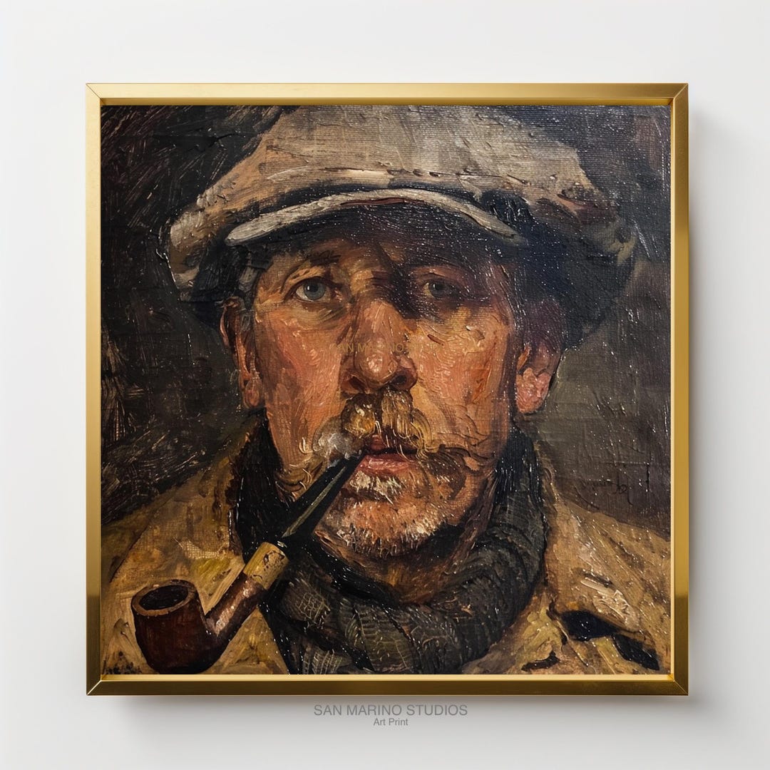 Man With a Pipe | Gentleman Smoking | Portrait Painting | Printable ...