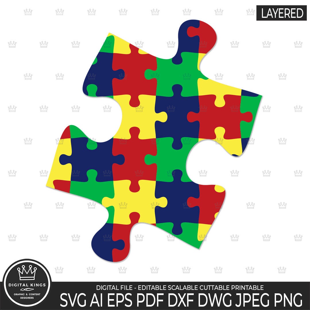 AUTISM PUZZLE Piece Svg, Autism Clipart, Autism Puzzle Pattern Png ...