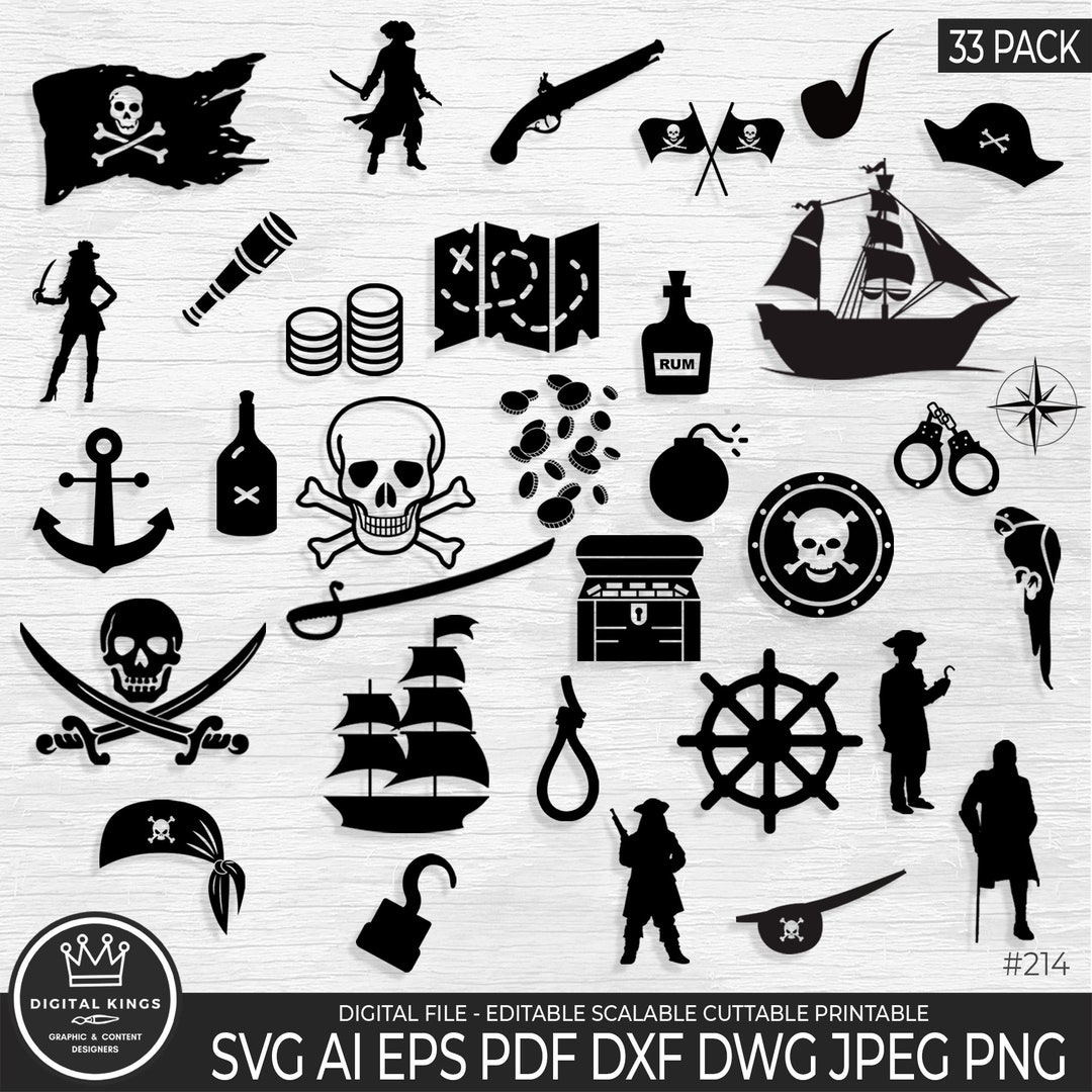 Pirate SVG, Pirate SVG Bundle, Pirate Cut Files, Pirate Silhouette ...