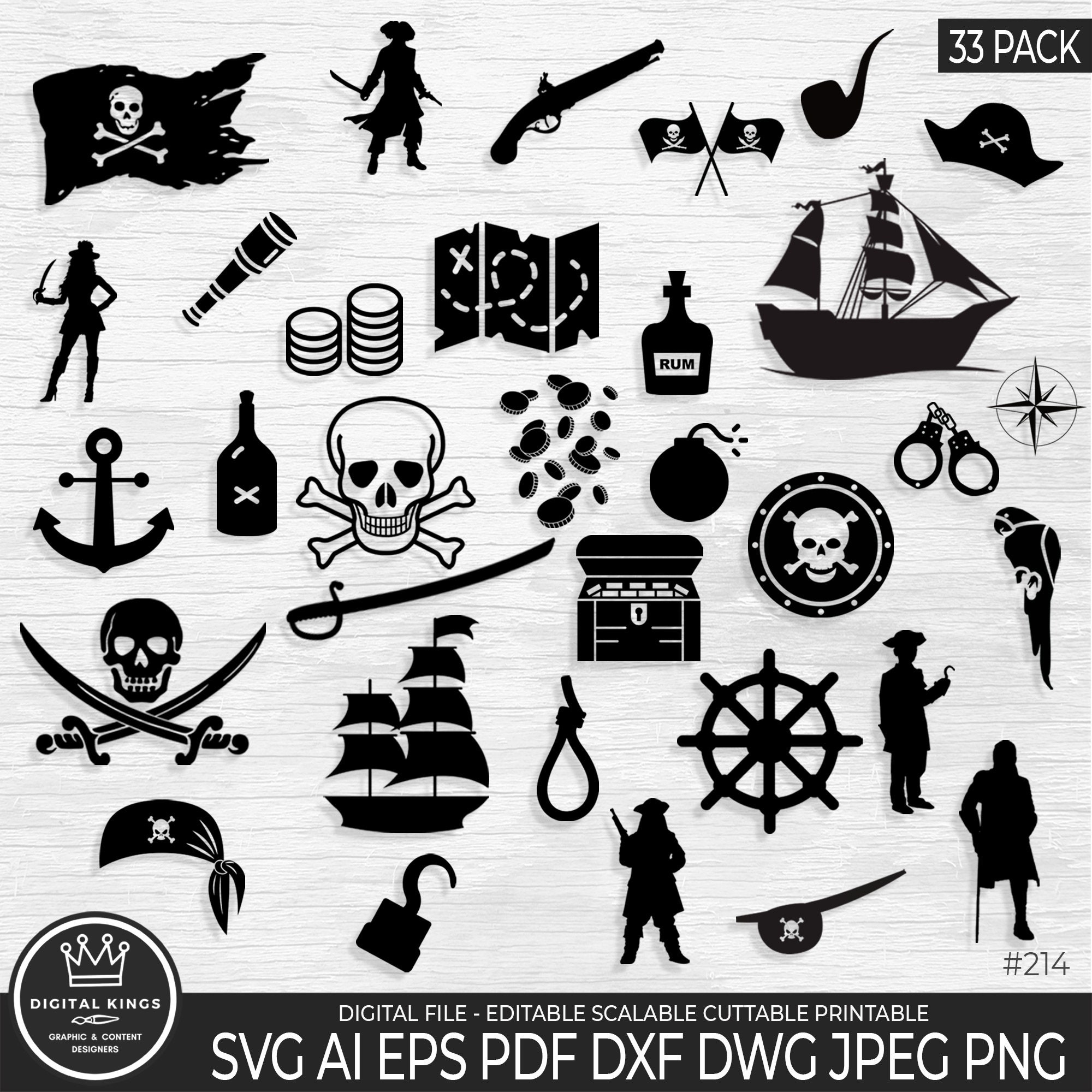 Pirate SVG, Pirate SVG Bundle, Pirate Cut Files, Pirate Silhouette ...