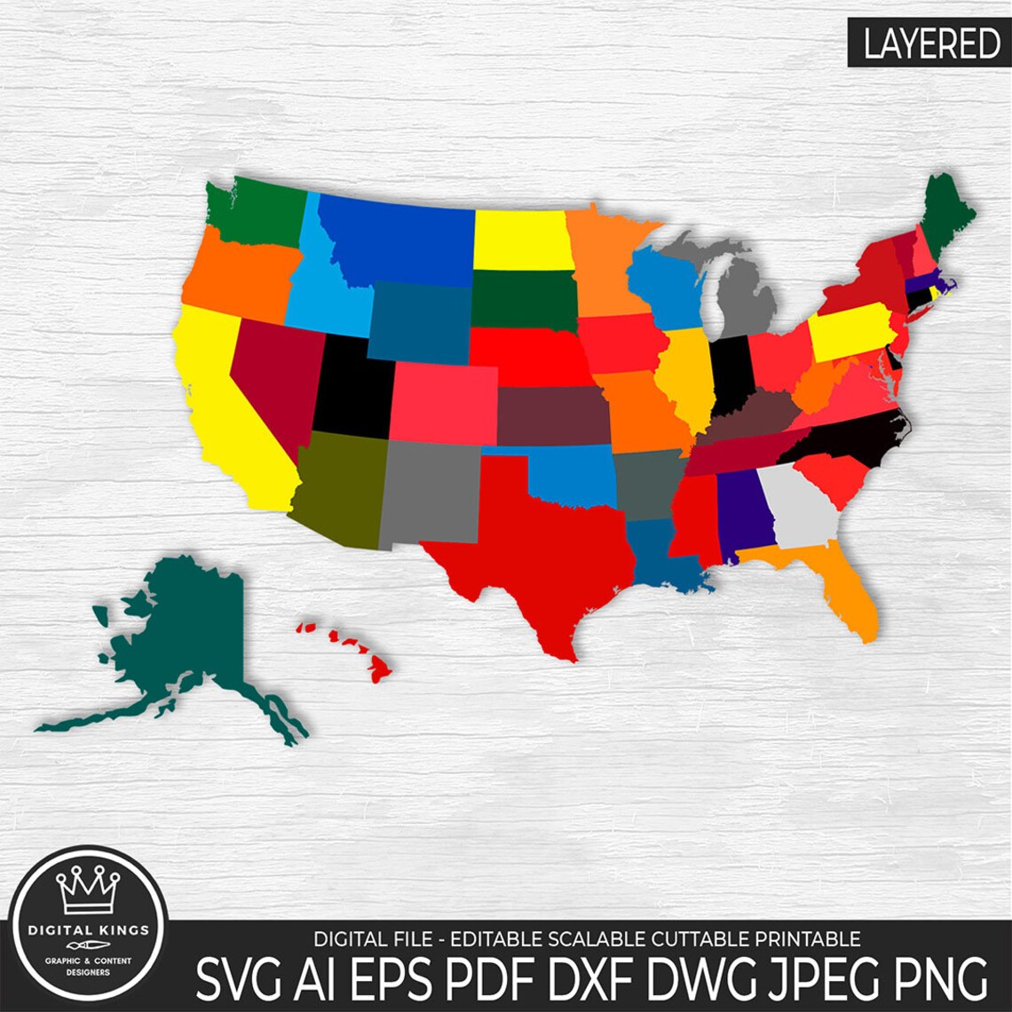 United States Map Layered Svg United States Map Png Printable USA Map ...