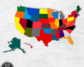 50 States of America Usa Svg, Png Map United States of America Map USA ...