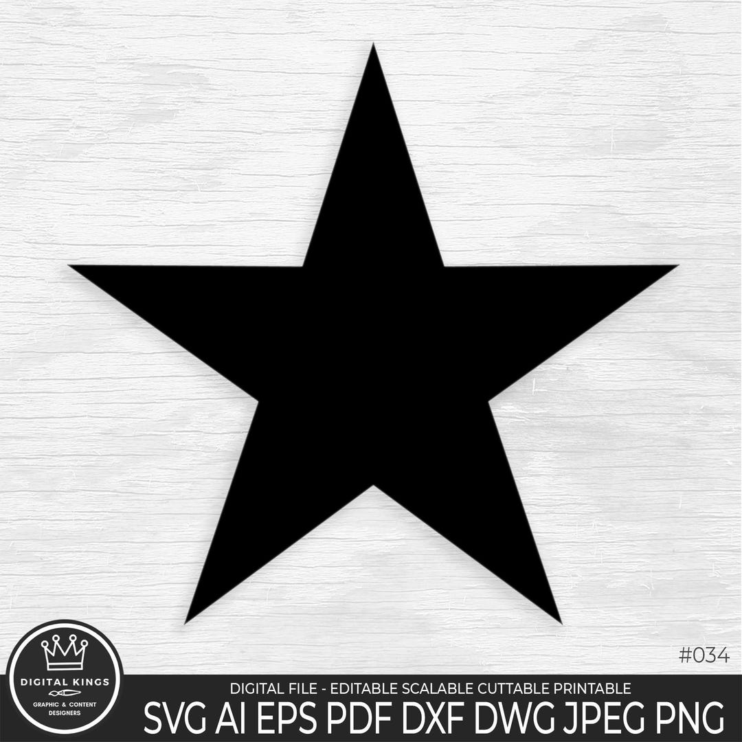 STAR Svg File, Solid Star Svg, Star Png, Star Cut File, US Star Svg ...