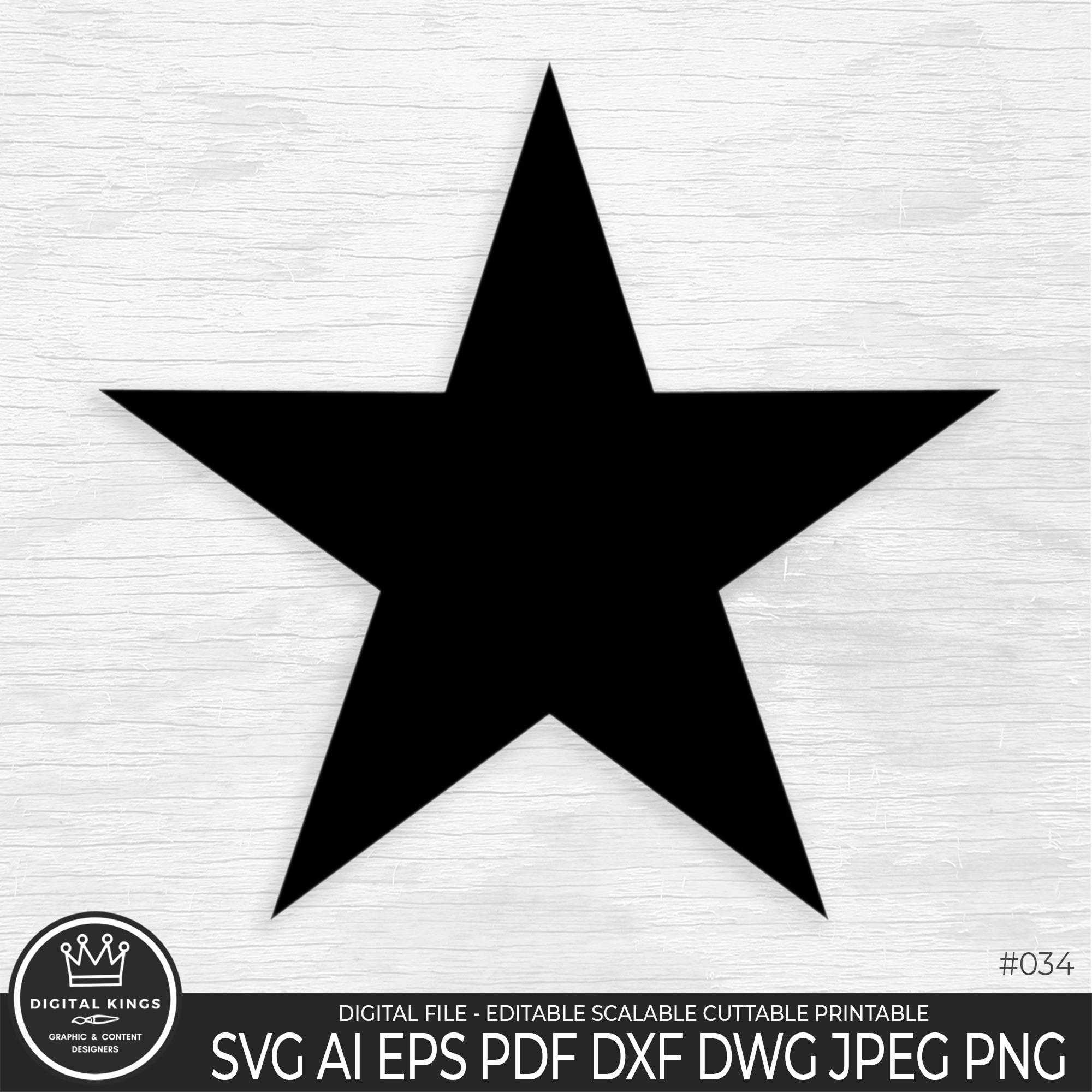 STAR Svg File, Solid Star Svg, Star Png, Star Cut File, US Star Svg ...