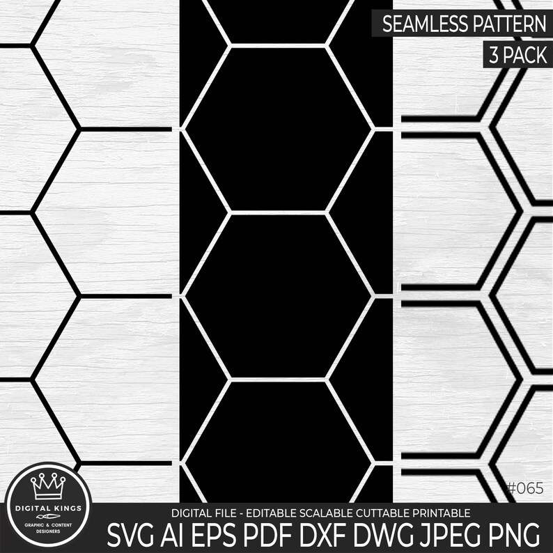 3 HONEYCOMB SEAMLESS Pattern Svg Bundle Honeycomb Vector File HEXAGON ...