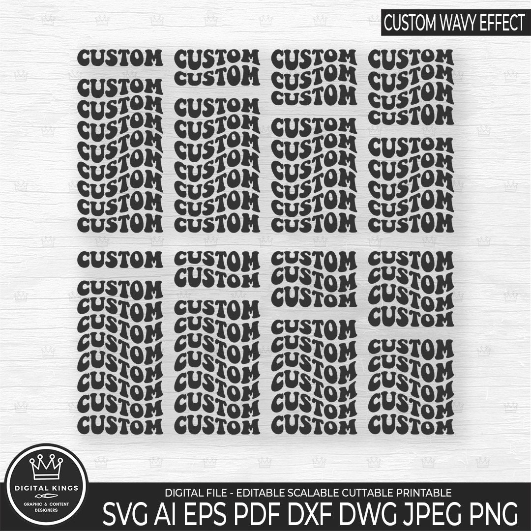 Your Custom Stacked Text Wavy SVG Custom Retro Wavy Text Png Custom Groovy Letters Wave Font ...