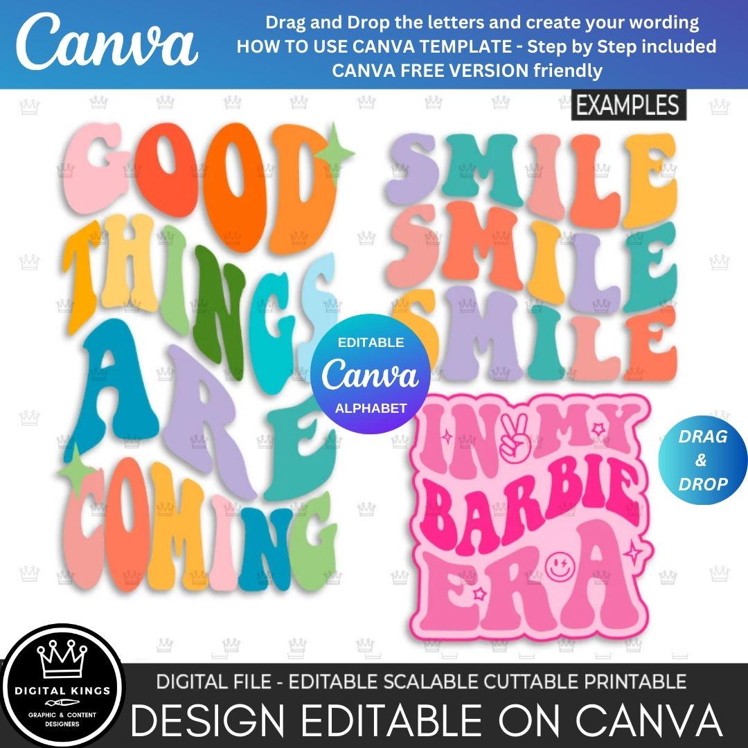WAVY Letters for CANVA Create Your Wording Drag and Drop Editable on ...