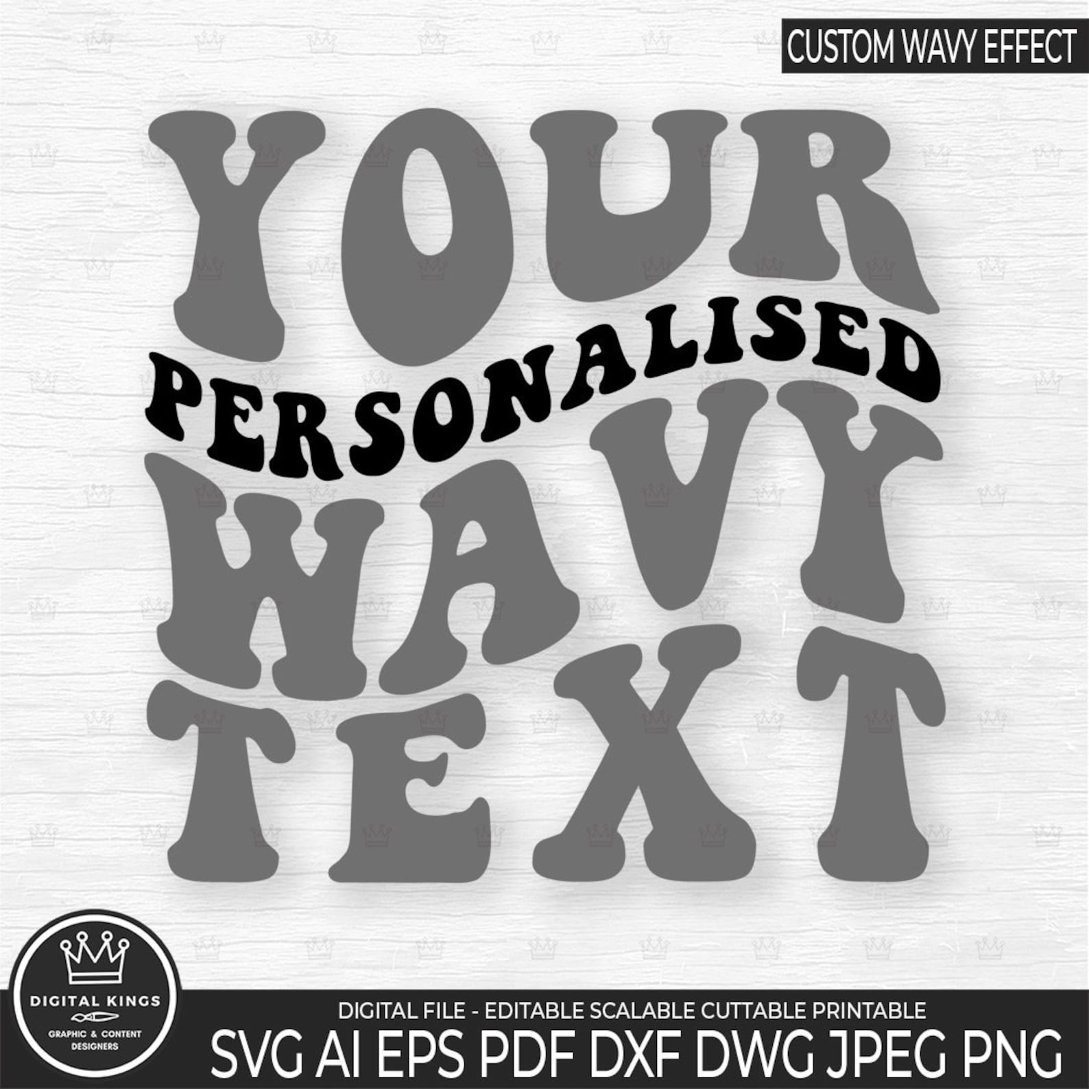 Your Wavy Custom Stacked Text SVG Custom Retro Wavy Text Png Custom ...