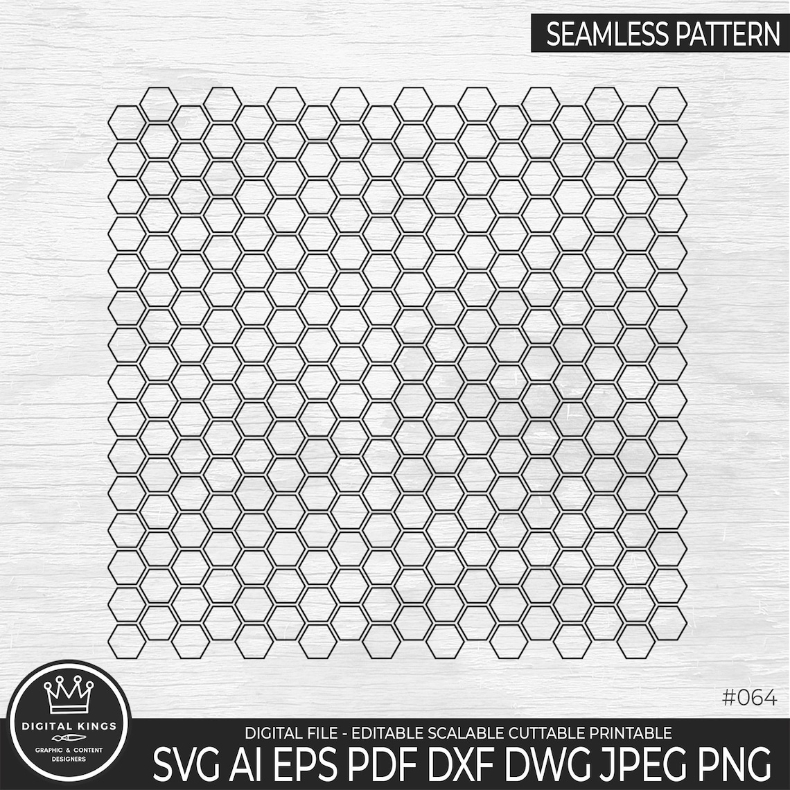 HONEYCOMB SEAMLESS Pattern Svg Honeycomb Vector File HEXAGON Separated ...